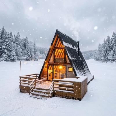 China High Hardness Steel Framed Triangular High-Grade Holiday Cabin Well Arranged Interior for Mass Resort Engineering Projects for sale