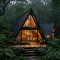 China Robust Stabilized Steel Structure Triangular Wood Prefab House, Comfortable and Safe Dwelling for Long-Term Family Occupancy for sale