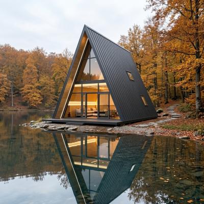 China Prebuilt Triangular Wooden Lodge, High Strength Steel Frame, Factory Wholesale for Outdoor Residential Works for sale
