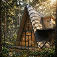 China Classic European Design Triangle Steel Modular Lodge, Easy Assemble Prefab Structure Customizable for Outdoor Glamping Hotel Use for sale