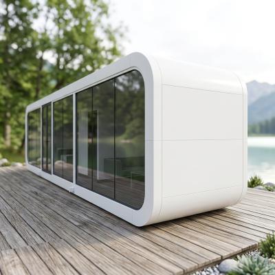 China Portable Prefab Apple Pod Home With Rooftop Terrace and Sliding Doors for Scenic Campsite or Glamping Site for sale