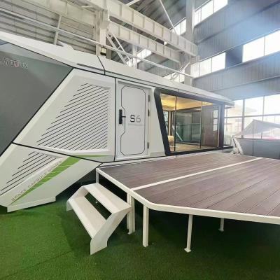 China Waterproof 2-Bedroom Prefab House Mobile Steel Space Capsule Container for Home Living Room Kitchen Office Shop Toilet Included for sale