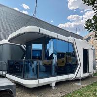 China Modern Design Portable Restaurant Prefabricated Steel Container House with Panoramic Space Capsule Vessel House for sale