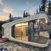 China Modern Design Portable Restaurant Prefabricated Steel Container House with Panoramic Balcony for Camping Space Capsule for sale
