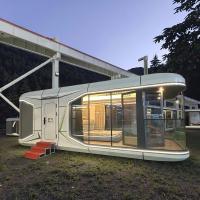 China Modern Design Portable Restaurant Prefabricated Steel Container House with Panoramic Balcony for Camping Space Capsule for sale