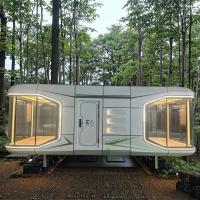 China Modern Design Portable Restaurant Prefabricated Steel Container House with Panoramic Balcony for Camping Space Capsule for sale