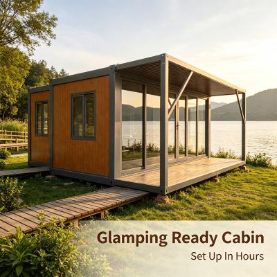 China Folding Container Unit Lightweight Easy Hoisting Fold Unit for Rural Wood Grain Decorative Cabin and Mobile Living Space for sale