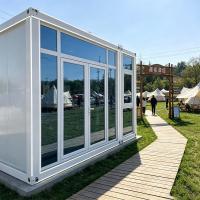 China Outdoor Camping Resort Glass Wall Packing Box House With Thermal Insulation and Easy Relocation for Scenic Area Visitor Center for sale