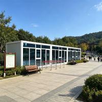 China Public Service Packing Box House With Transparent Glass Facade for Park Visitor Center and Scenic Area Ticket Office for sale