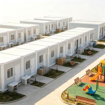 China Construction Site Durable Flat Pack Container House Modular Prefab Living Unit With Bathroom For Worker Accommodation for sale