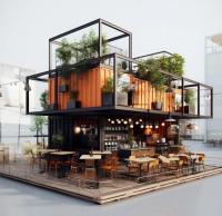 China Customised Creative Prefabricated Mobile Office Flat Pack Container Coffee Tea Shop Made Sandwich Panel Steel Mobile Office for sale