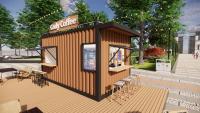 China Customised Creative Prefabricated Mobile Office Flat Pack Container Coffee Tea Shop Made Sandwich Panel Steel Mobile Office for sale