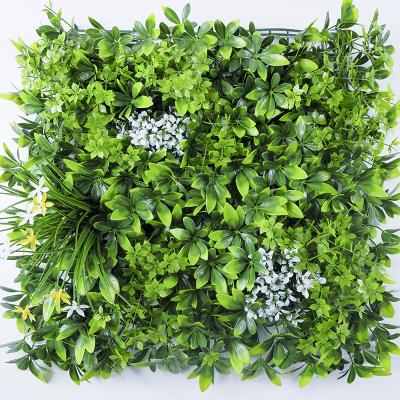 China Artificial Silk Flower Wall Panel Backdrop Hedges Fence Faux Ivy Vine Leaf 4x25 ft Custom for sale