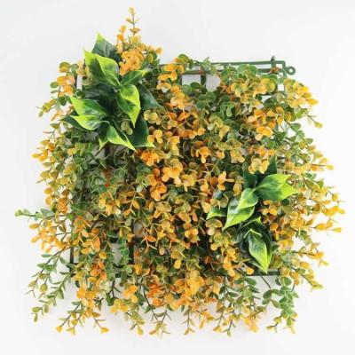 China Auspicious Grass Artificial Plant Background Wall 100x100cm Anti UV Decorative Wall Panel for sale