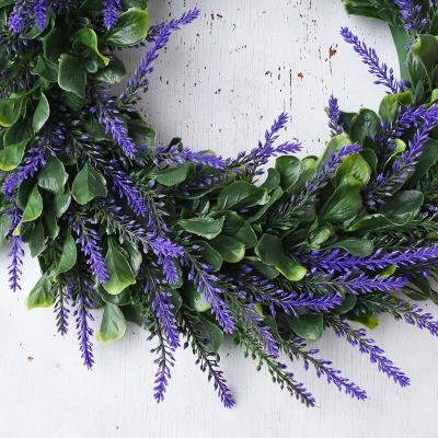 China Artificial Plant Wall Panels 35-42cm UV Stabilized Boxwood Wreath for Indoor Outdoor Decoration for sale