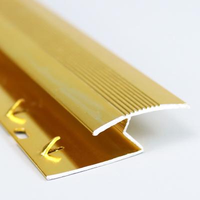 China Golden Alloy Aluminum Carpet and Vinyl Floor Edging Trim 36.8x0.85mm 4ft Length for sale