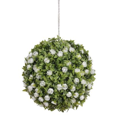 China 42cm PE PP Artificial Plant Topiary Ball Faux Boxwood Decorative Balls Waterproof Custom Color for sale