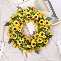 China 35-42cm Sunflower Wreath Artificial Leaf Plant Waterproof for sale
