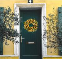 China 35-42cm Sunflower Wreath Artificial Leaf Plant Waterproof for sale