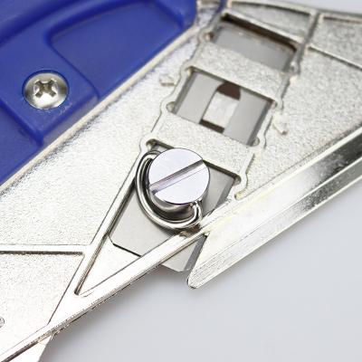 China Stainless Steel Carpet Knife 30 Degree Blade Adjustable Depth Plastic Handle for sale