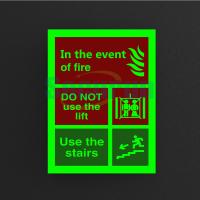China Self Luminous Glow Photoluminescent Fire Signs Action For Not Use The Lift for sale