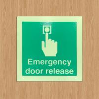China ODM Warning PVC Photoluminescent Fire Signs Emergency Door Release Sign for sale