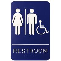 China Adhesive Braille Unisex Restroom Symbol Sign For Bathroom for sale