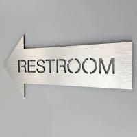 China Restaurant Custom Reflective Sign Metal Restroom With Arrow Way Finding for sale