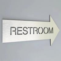 China Restaurant Custom Reflective Sign Metal Restroom With Arrow Way Finding for sale