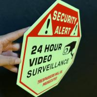 China Aluminum Photoluminescent Security Alert Signage 300 X 300mm For School for sale