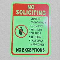 China Light-Emitting Photoluminescent No Soliciting Signage For Indoor / Outdoor for sale