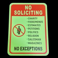 China Light-Emitting Photoluminescent No Soliciting Signage For Indoor / Outdoor for sale