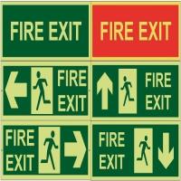 China 1 MM Thickness Photoluminescent Safety Exit Sign With Glowing Brightness Mcd/M2 for sale