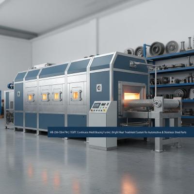 China HB-250×150-4.7M Continuous Mesh Belt Brazing Furnace with 1150°C Maximum Temperature and 4-Zone Precise Control for Bright Heat Treatment for sale