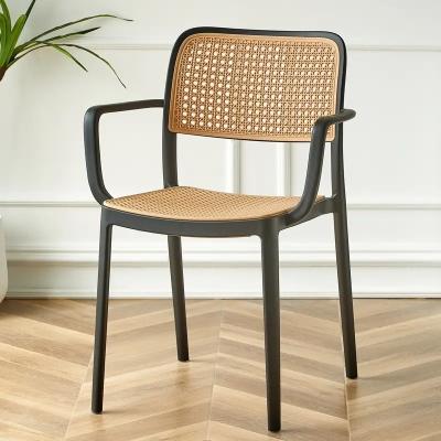 China Contemporary Plastic Rattan Dining Chair with Optional Armrest for sale