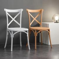 China Modern PP Plastic Dining Chair X Cross Back Stackable Custom Colors for sale