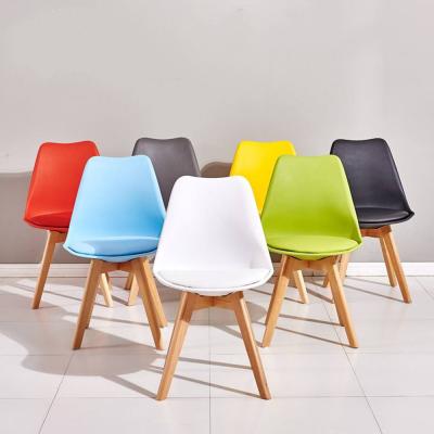 China Modern Plastic Dining Chair with Beech Wood Legs for sale