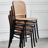 China Modern Plastic PP Dining Chair Black High Back Rattan Seat for sale