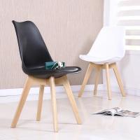 China Modern Yellow PU Cushion Plastic Dining Chair with Beech Wood Legs for sale