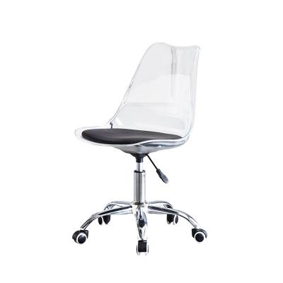China Modern Clear Acrylic Swivel Chair with Metal Base and PP Cushion for sale