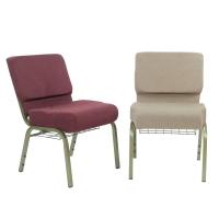 China Stackable Navy Blue Fabric Church Chairs with Metal Legs for sale