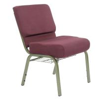 China Stackable Navy Blue Fabric Church Chairs with Metal Legs for sale