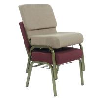 China Stackable Navy Blue Fabric Church Chairs with Metal Legs for sale