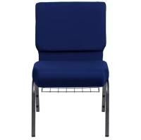China Navy Blue Fabric Stacking Church Chairs with Iron Frame for sale