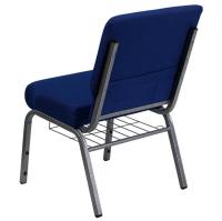 China Custom Iron Frame Church Chairs with Navy Blue Fabric for sale