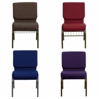 China Stackable Red Fabric Church Chairs with Iron Frame for sale
