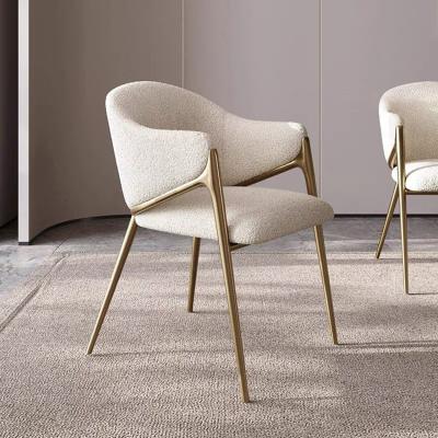 China Gold White Upholstered Dining Chair with Stainless Steel Legs for sale