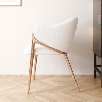 China Gold White Upholstered Dining Chair with Stainless Steel Legs for sale