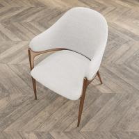 China Gold White Upholstered Dining Chair with Stainless Steel Legs for sale