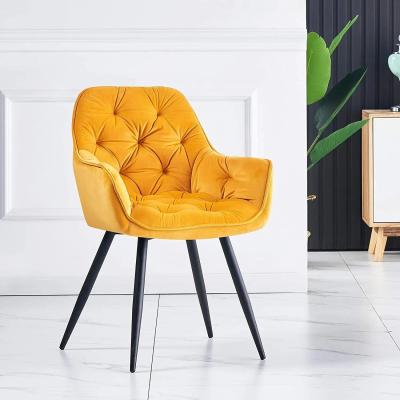 China Modern Velvet Upholstered Dining Chair with Metal Legs for sale